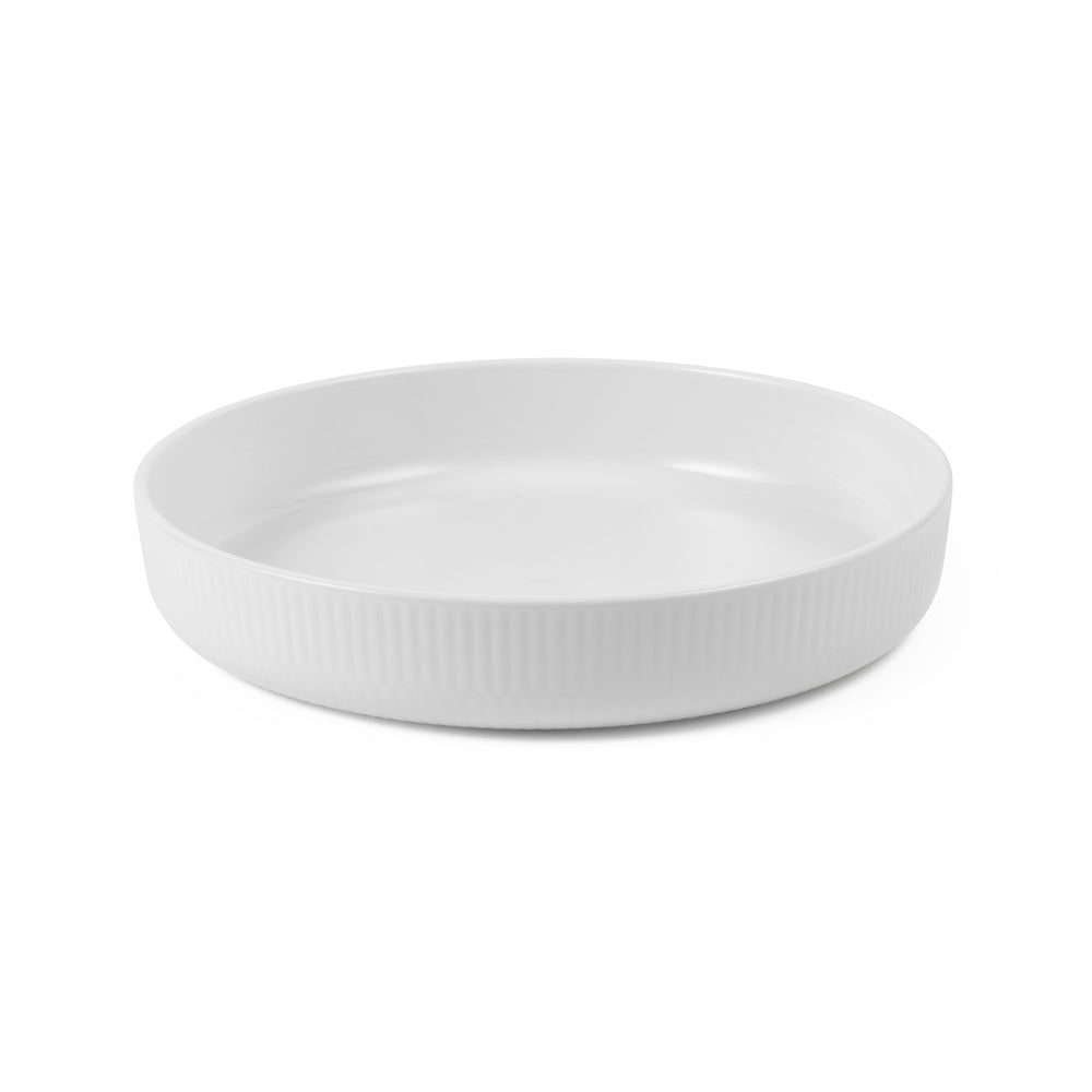 White Fluted Ovenware Round Baking Dish, 10" by Royal Copenhagen ...