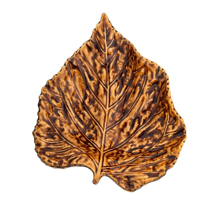 Gudrun Brown Birch Leaf Plate by Claudia Schiffer for Bordallo Pinheir ...