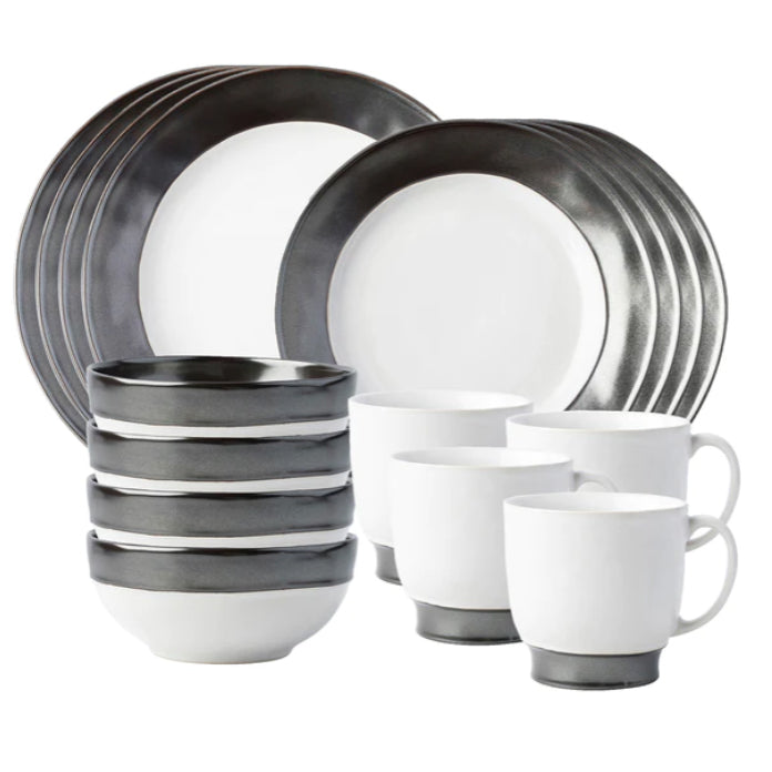 Juliska Emerson White and Pewter 16 Piece Dinnerware Set - Amusespot ...