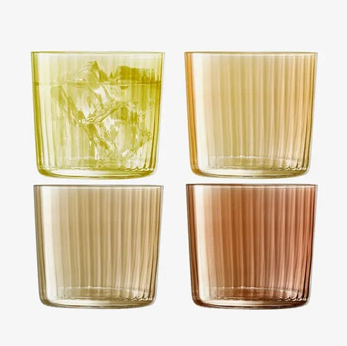 LSA International Gems Stackable Lustered Amber Glass Tumblers, 10 oz ...