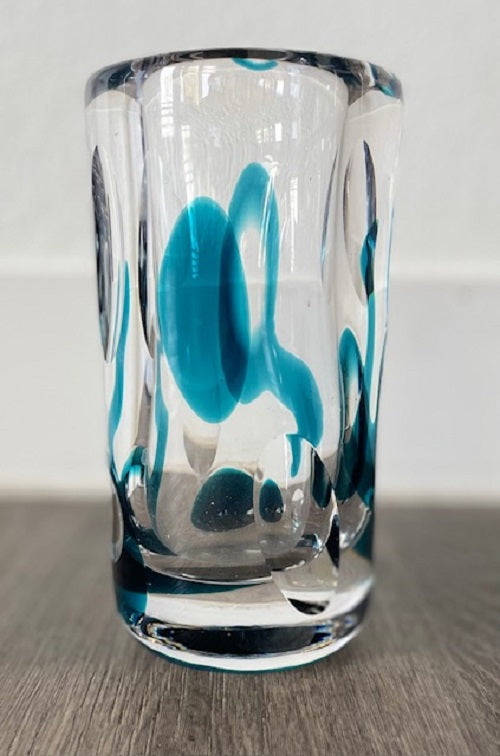 Vicke Lindstrand Clear Glass Vase with Blue Swirl Pattern by Kosta ...
