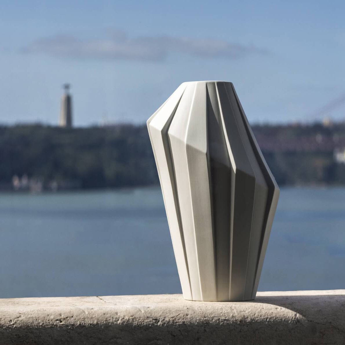 Ritmo White Porcelain Vase, 15.9" by Ágnes Hegedüs for Vista Alegre ...