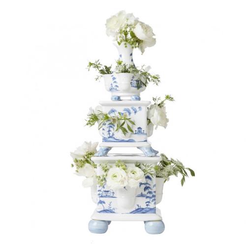 Country Estate Delft Blue Tulipiere Tower Set of 3, Garden Follies by ...