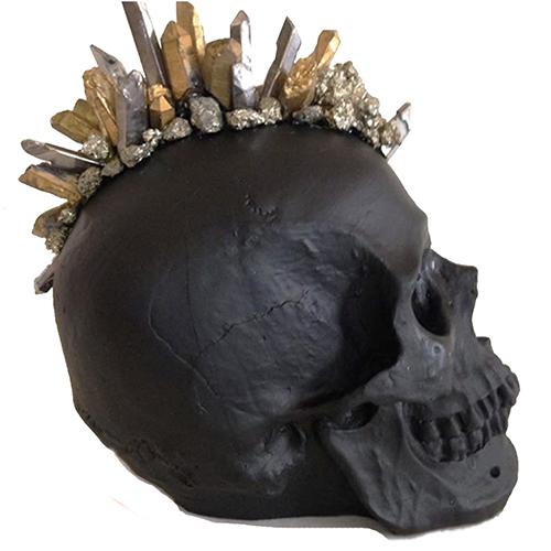 Black Matte Silver and Gold Quartz Crystal Mohawk Skull by Lisa Carrie ...