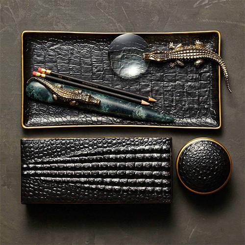 Crocodile Porcelain Round Box with Lid by L'Objet - Amusespot - Unique ...
