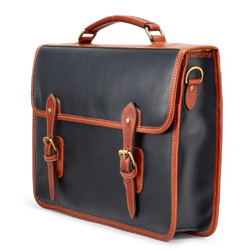 Wymington Briefcase by Tusting - Navy Atlantic with Tan Trim Amusespot ...