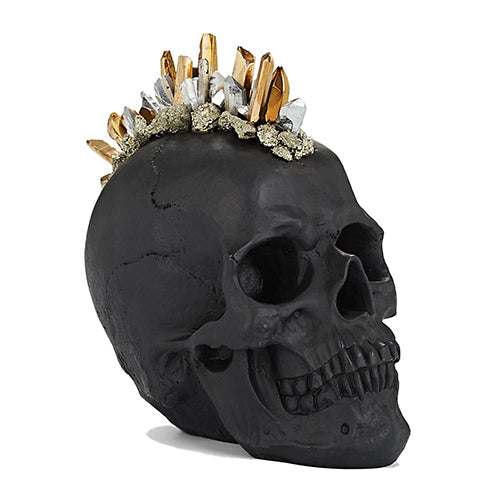 Black Matte Silver and Gold Quartz Crystal Mohawk Skull by Lisa Carrie ...